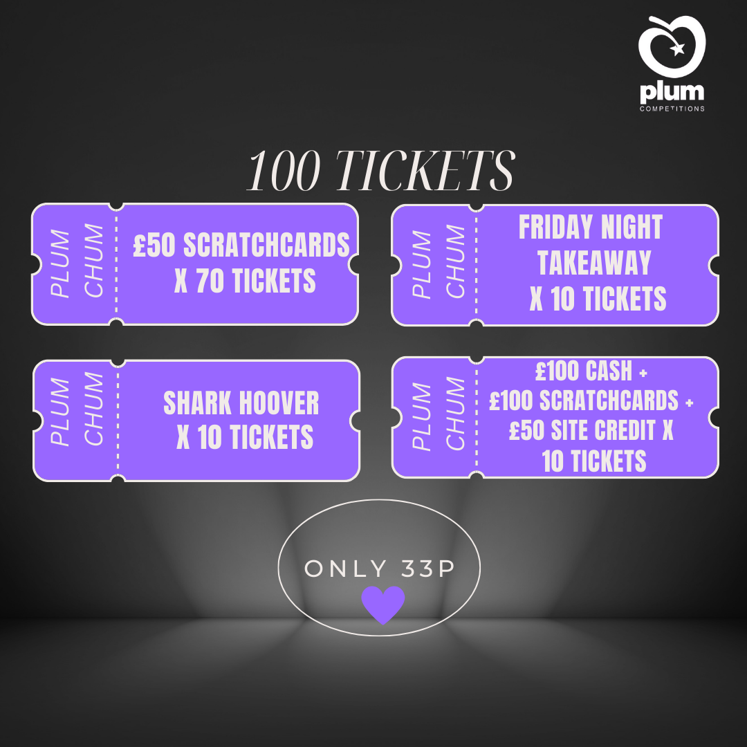 100 ticket mega bundle - Plum Competitions